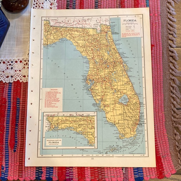 Wall Decor | 1949 Floridageorgia Map Ready To Frame 9 14 X 12 14 With ...
